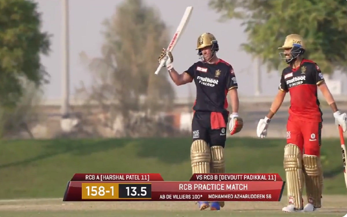 Watch Ab De Villiers sensational Knock in the RCB practice matchi in Hindi