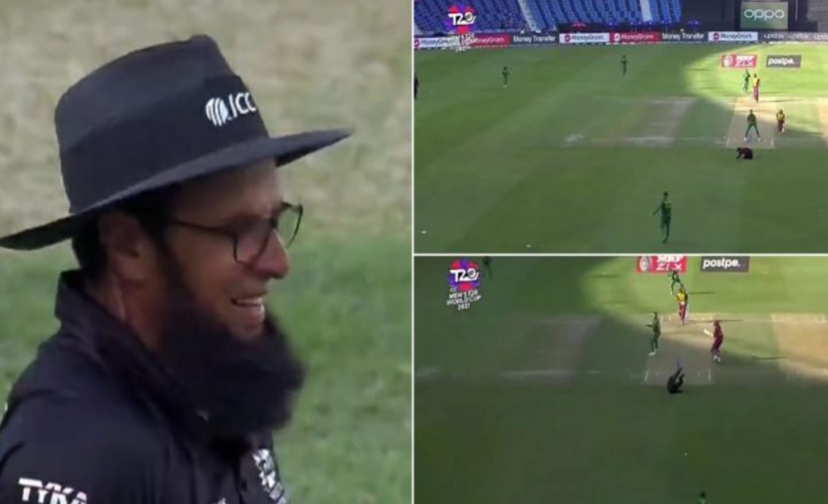 Aleem Dar Work Hard To Save Himself From Kieron Pollard Shot Watch ...