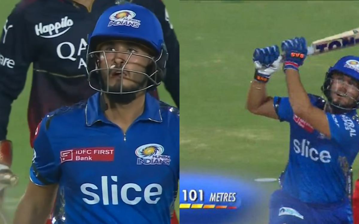 Nehal Wadhera Scored 2 Sixes In One Over Including 101 Meter Six ...