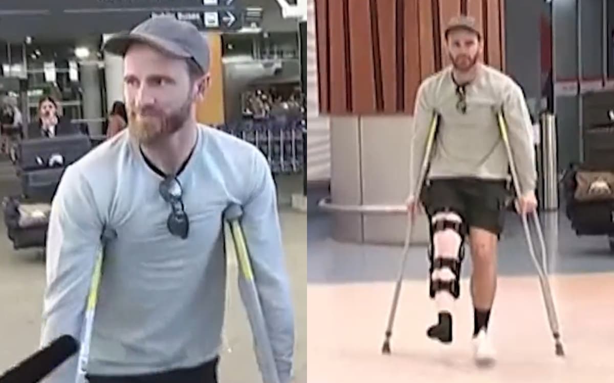 Watch Kane Williamson Walking With Crutches Painful Video Goes Viral - बैसाखी के सहारे चलने को ...