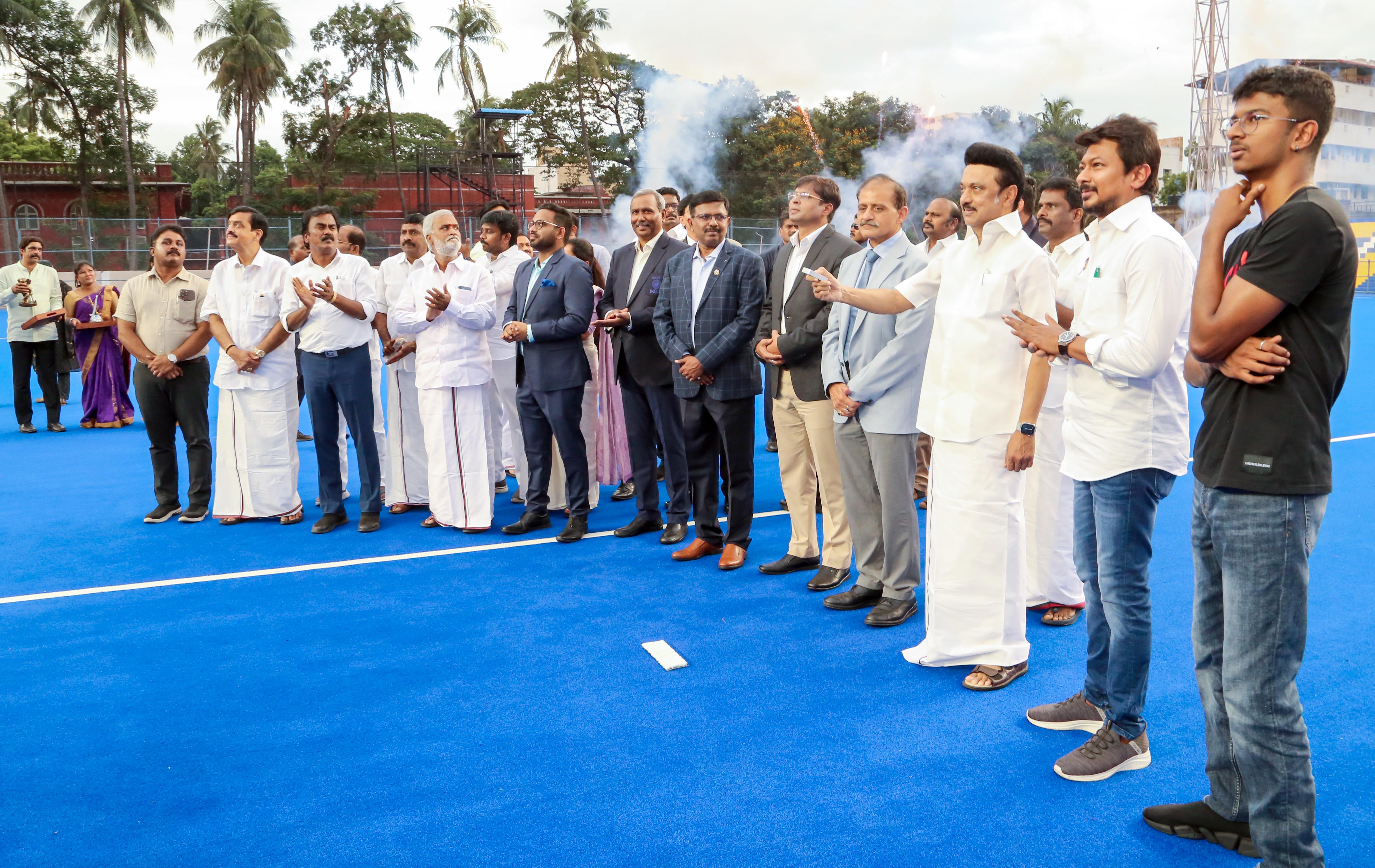 Tamil Nadu CM Stalin Inaugurates Carbon Zero Turf For Asian Champions ...