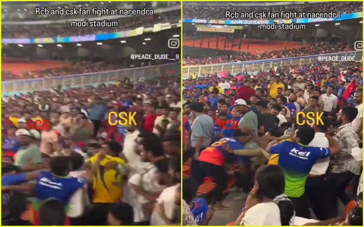 WATCH: नरेंद्र मोदी स्टेडियम में जमकर हुई मुक्केबाज़ी, रोकने से भी नहीं ...