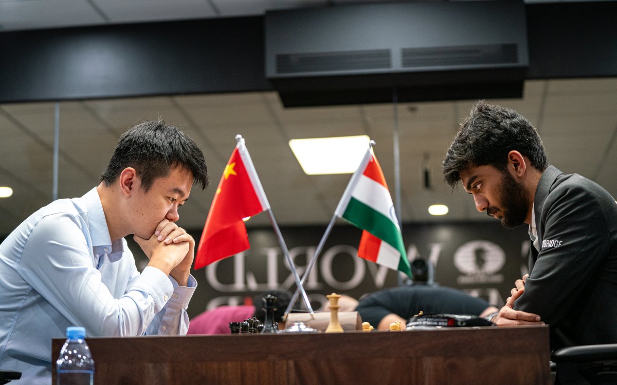 World Chess Championship: Ding Survives Gukesh Onslaught To Draw Game ...