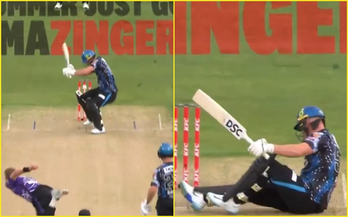 फूटते-फूटते बचा Chris Lynn का सिर, Riley Meredith की बुलेट बॉल से टूट गया था हेलमेट; देखें VIDEO