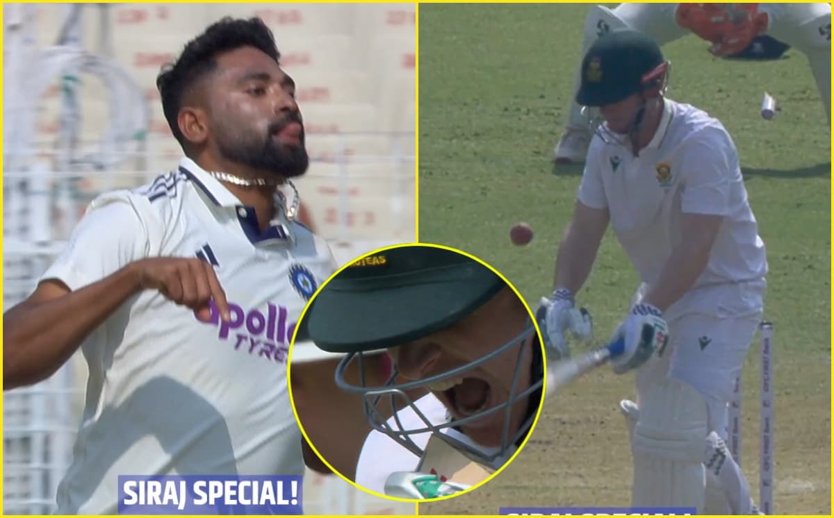 Mohammed Siraj ने बुलेट बॉल डालकर तोड़ा स्टंप, OUT होने के बाद देखने ...