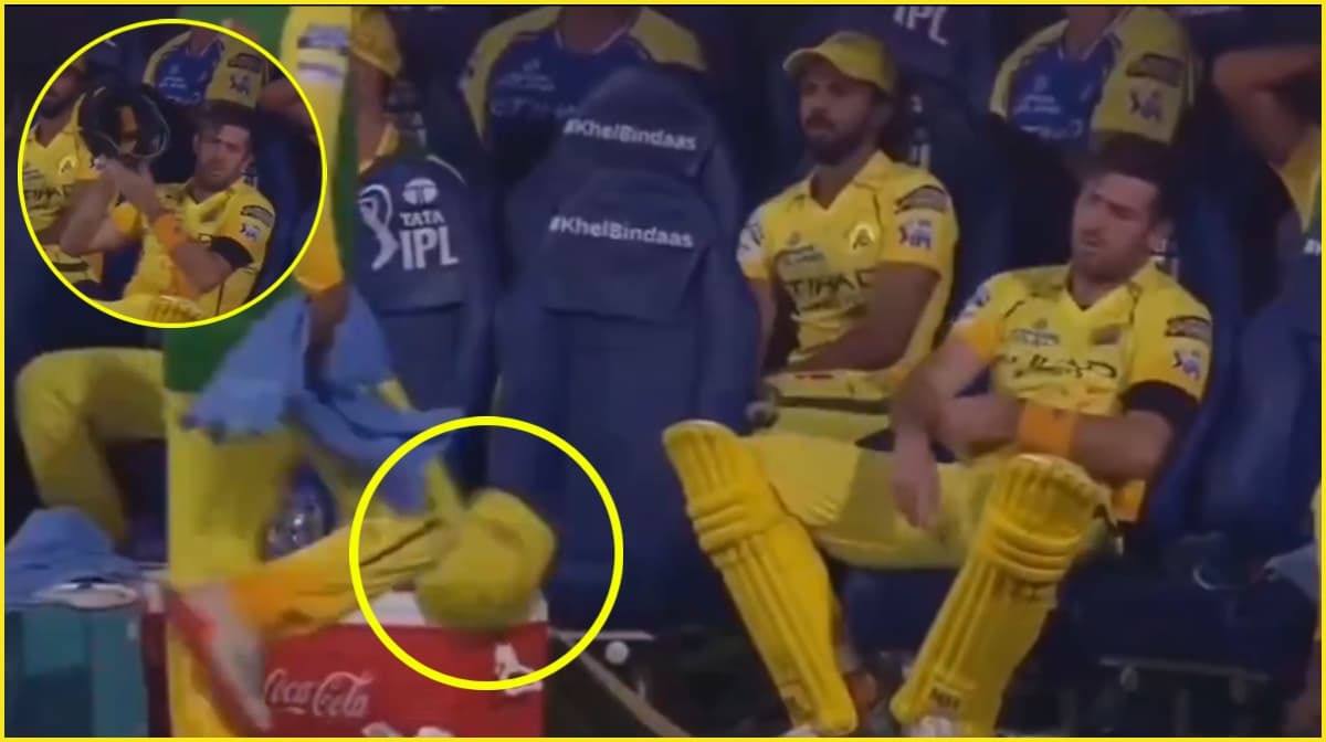Jamie Overton गुस्से में हुए Out of Control, CSK के डगआउट में पटका ...