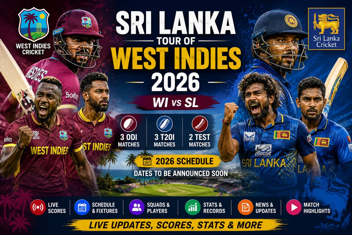 ICC Cricket Sri Lanka tour of West Indies 2026 head to head records, WI ...