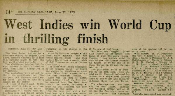 1975 ICC World Cup Final Match Report